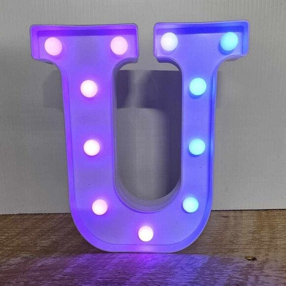 Unbranded | Accents | White Plastic Battery Operated Marquee Letter U ...